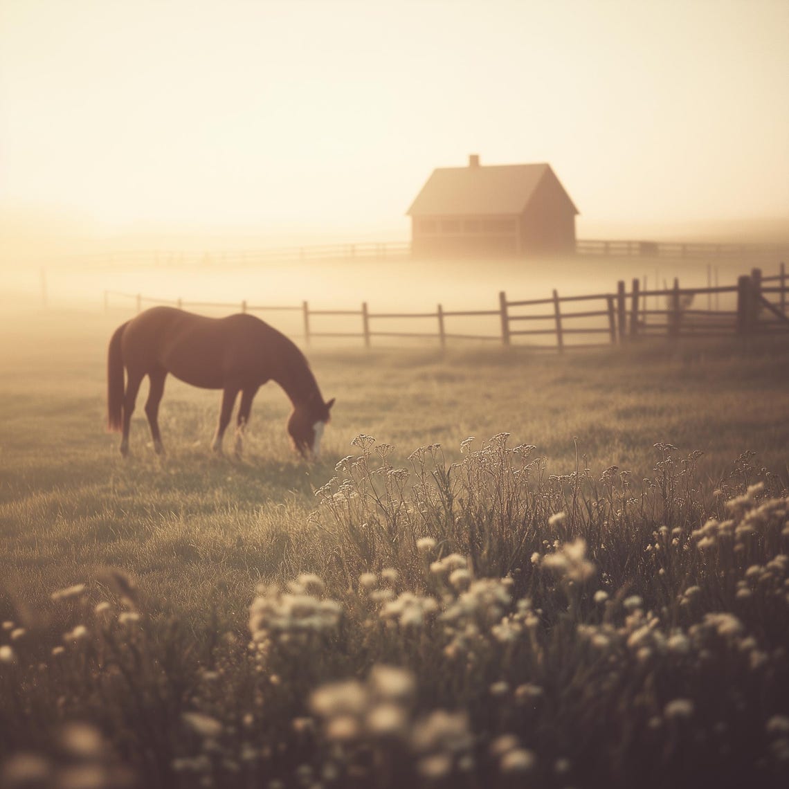 Rustic Horse Pasture Digital Download – Sunrise Farm Scene Wall Art ...