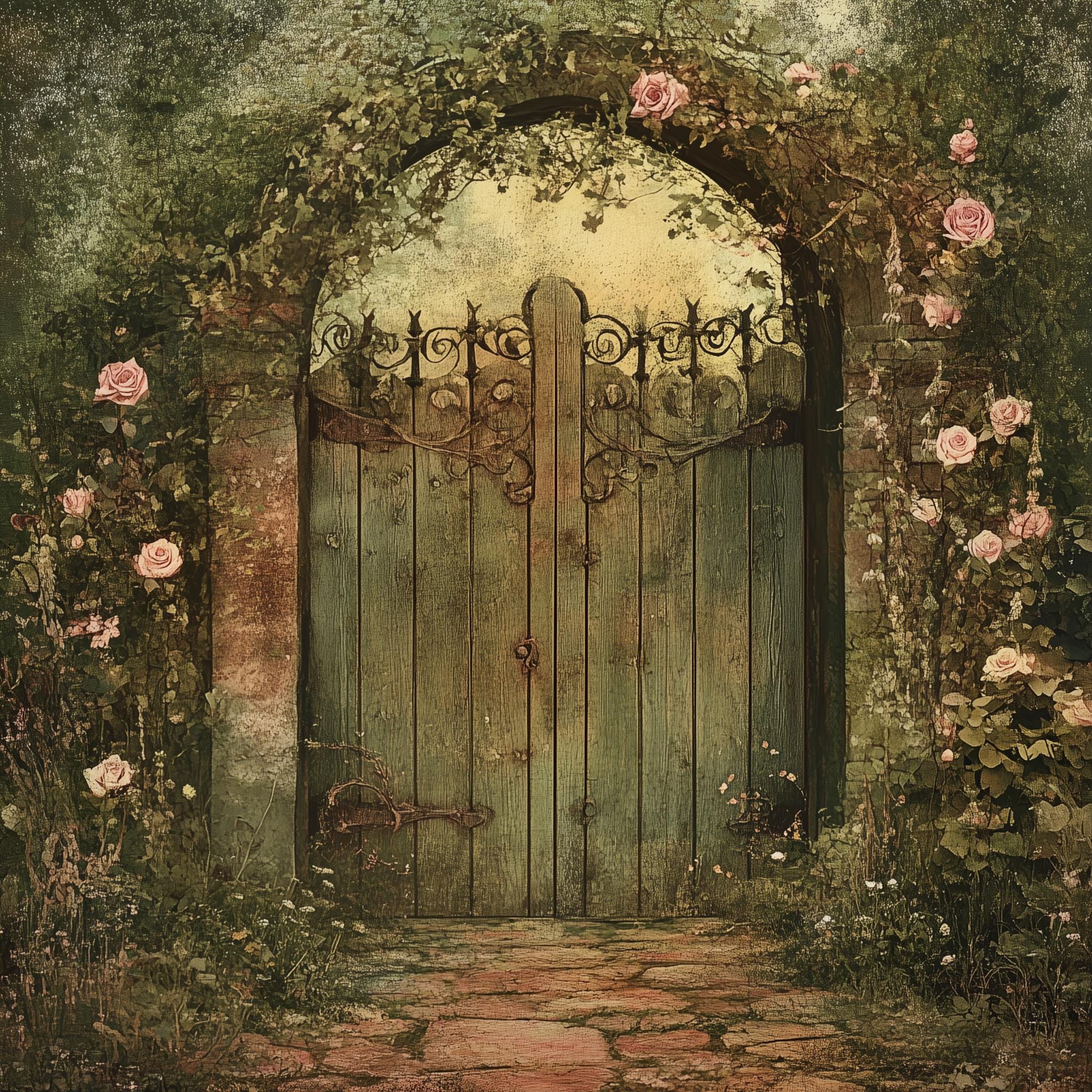 Secret Garden Gate Print: Vintage Cottagecore Art (digital Download) - Etsy
