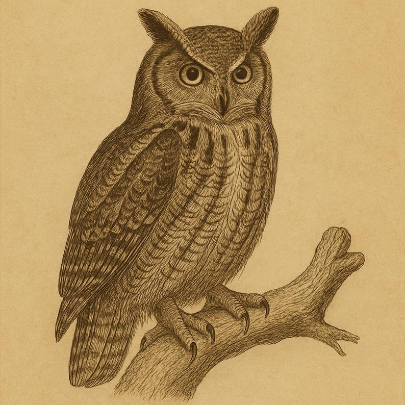 Antique Owl Illustration Digital Download – Vintage Bird Wall Art ...