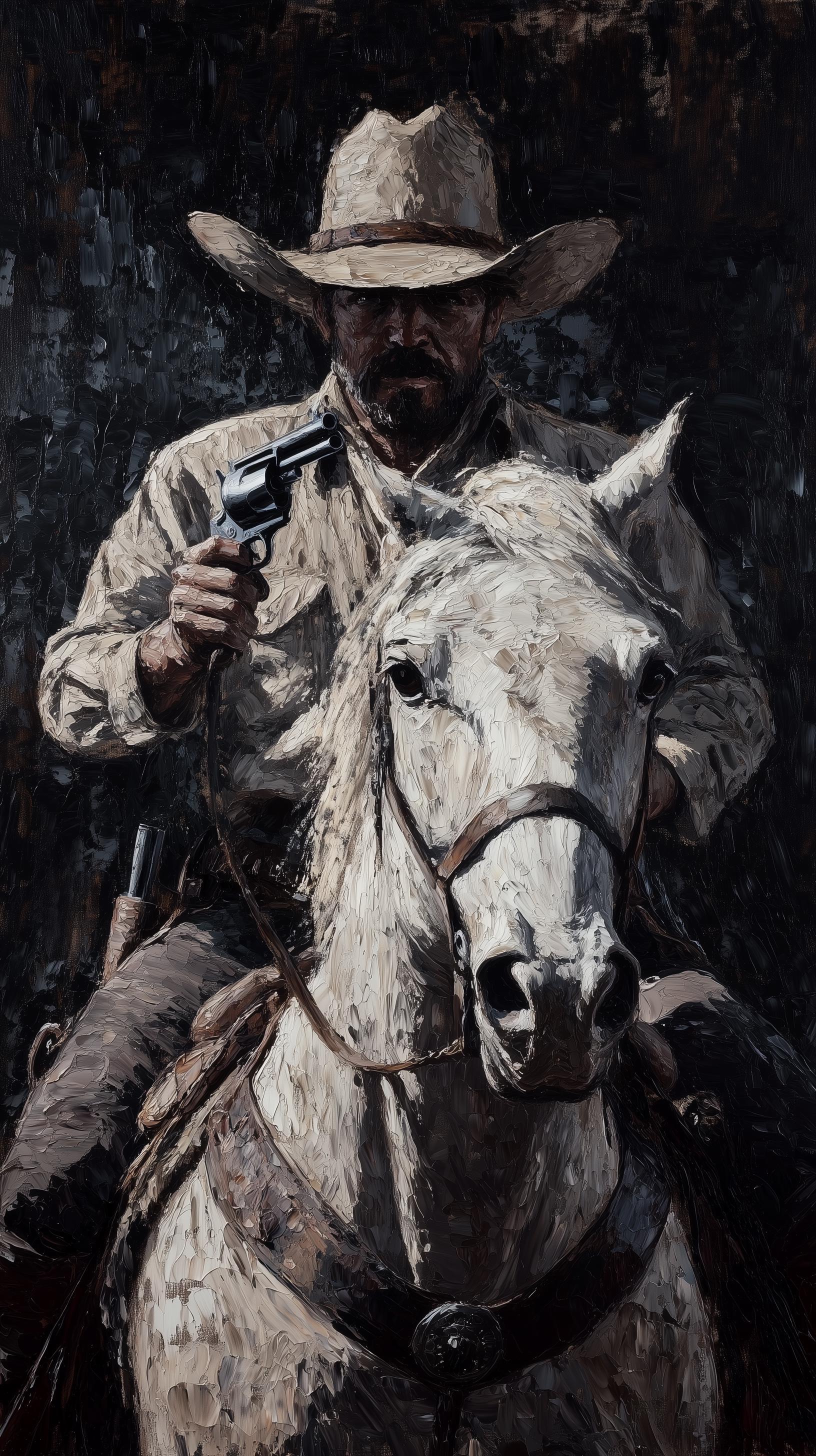 Cowboy Oil Painting Digital Download – Western Wall Art, Rustic Cowboy ...