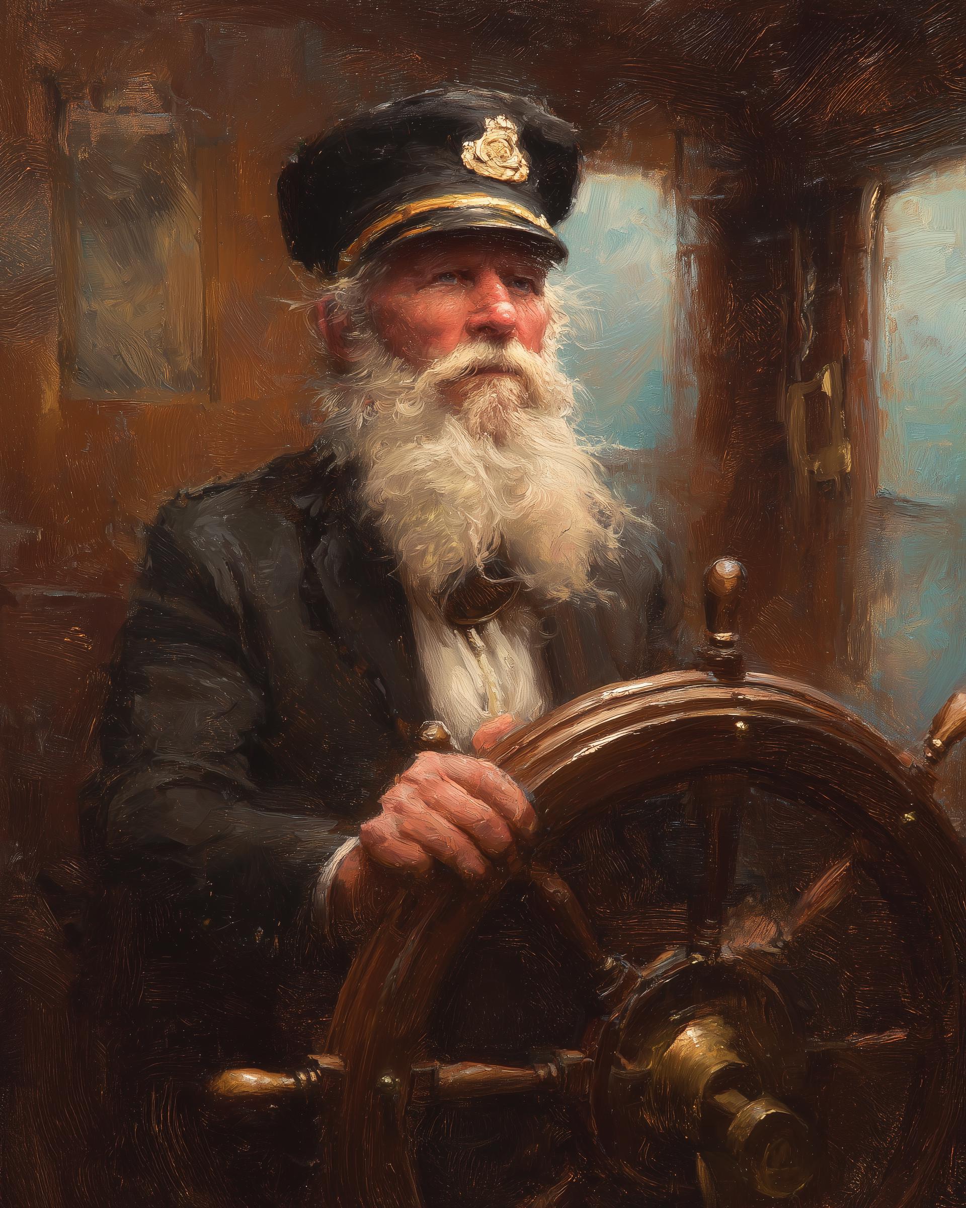 Sea Captain Portrait Art Print: Vintage Nautical Oil Painting (digital ...
