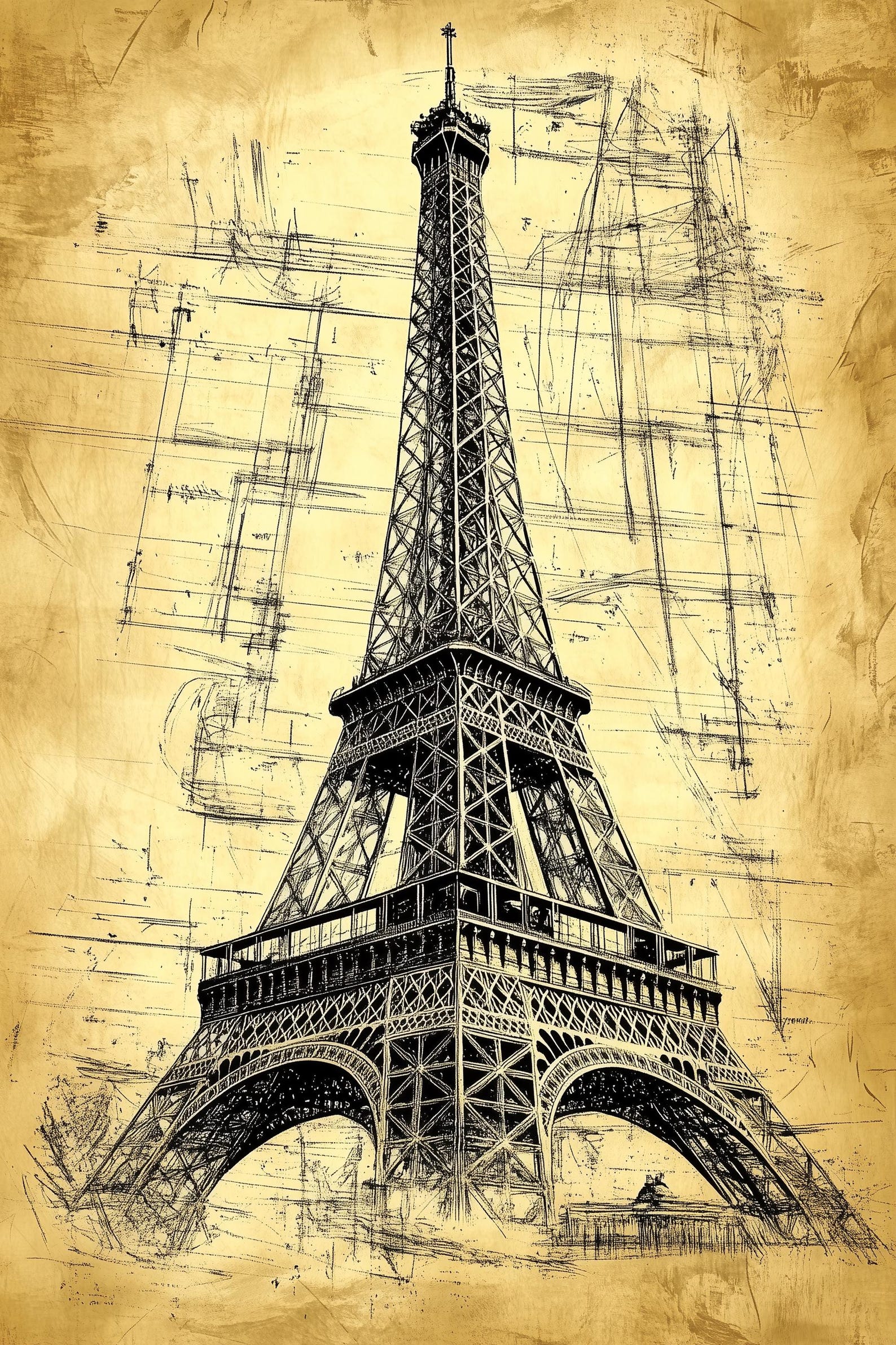 Eiffel Tower Blueprint Print | Vintage Architecture | Antique Paris ...