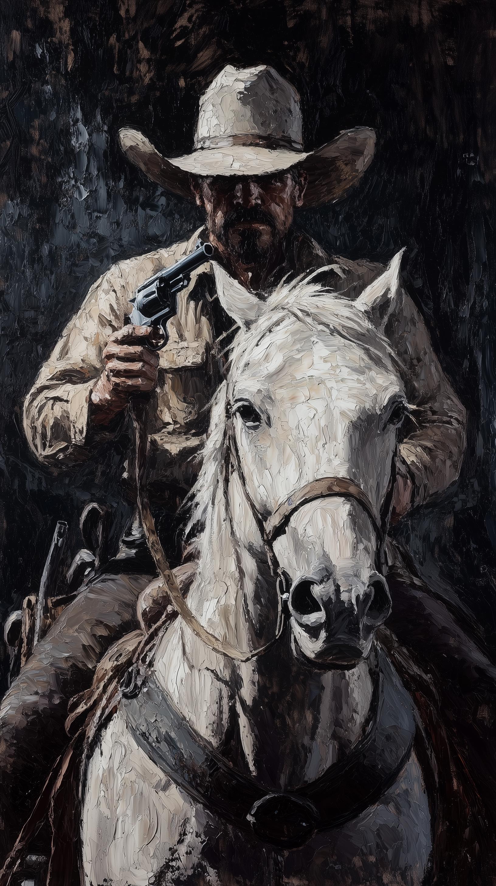 Cowboy Oil Painting Digital Download – Western Wall Art, Rustic Cowboy ...