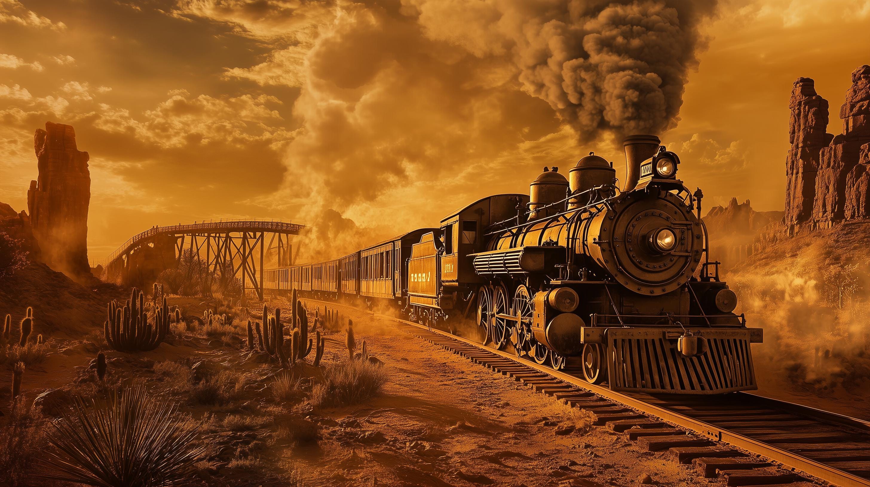 Vintage Old West Steam Train Art – 1800s Western Locomotive, Rustic ...