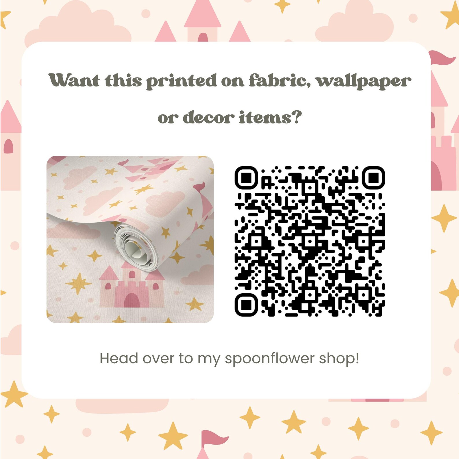 Pink Princess Castle Seamless Pattern: Baby Girl Nursery Fabric ...
