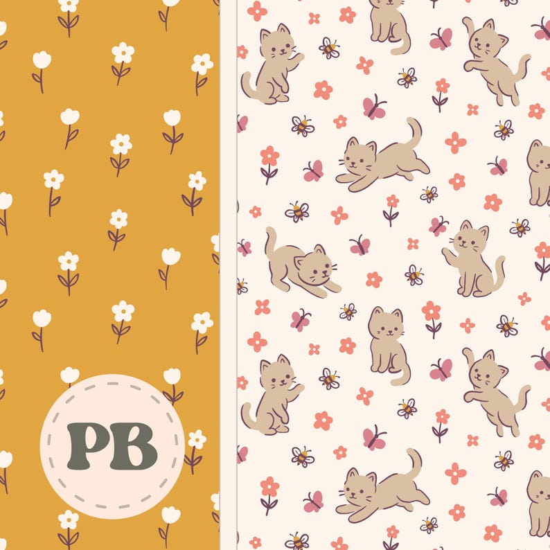 Seamless Cute Cat Digital Paper Pack – Nursery and Kids Patterns for ...