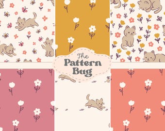 Seamless Cute Cat Digital Paper Pattern - Pink Nursery and Kids ...