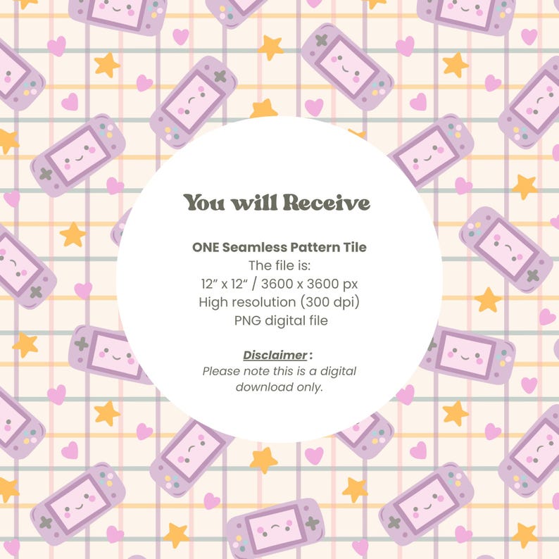 Kawaii Gamer Console Seamless Pattern: Pastel Kids Design (digital ...