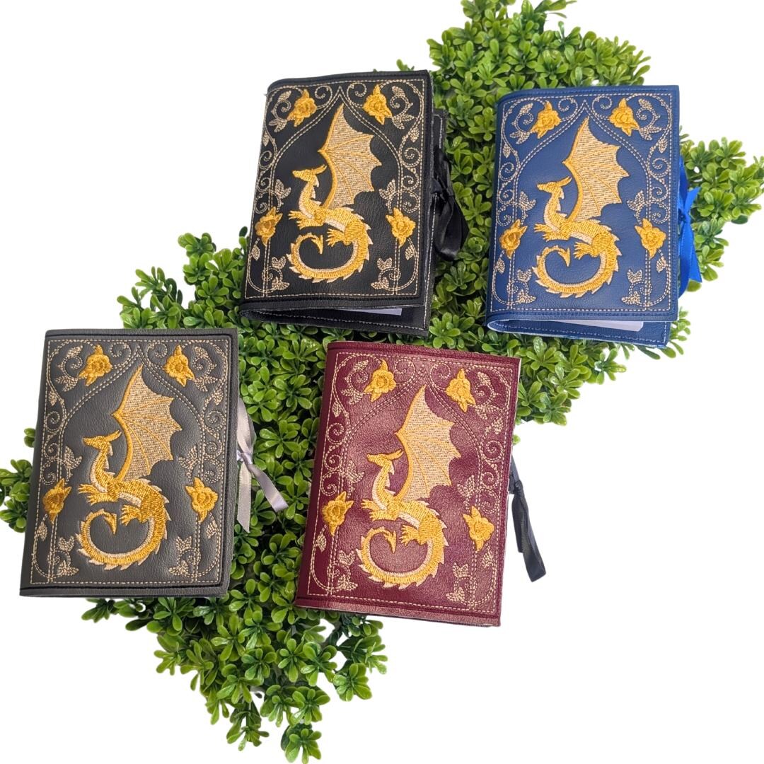 Embroidered Dragon Notepad – Faux Leather Journal With Gold Thread - Etsy
