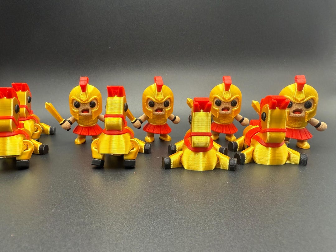 3D Printed Mini Gladiator & Trojan Horse Set | Flexi Factory Toy - Etsy