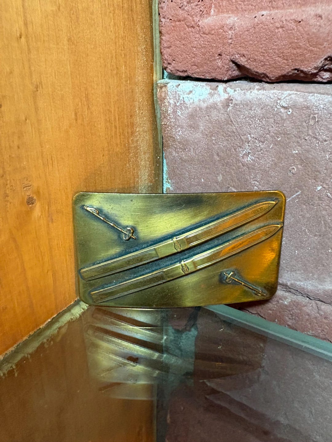 Vintage Solid Brass Ski Belt Buckle: Skis, Poles, Retro Winter Sports ...