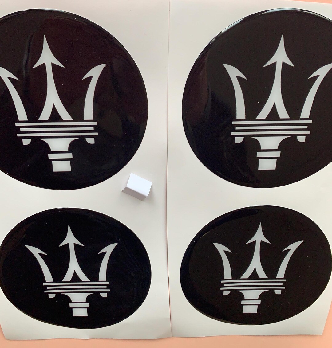 Set of 4 Epoxy Resin Stickers for Center Caps on Maserati Car Rims ...
