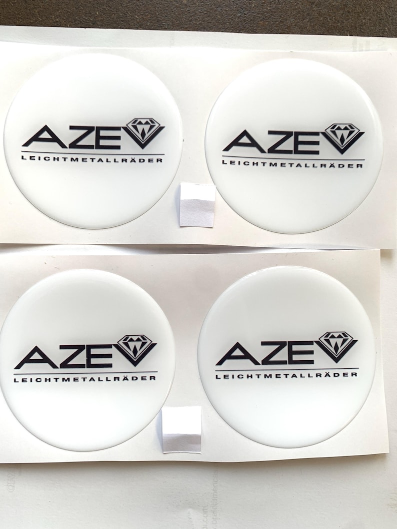 Set of 4 Epoxy Resin Stickers for Center Caps on Azev Car Rims || All ...