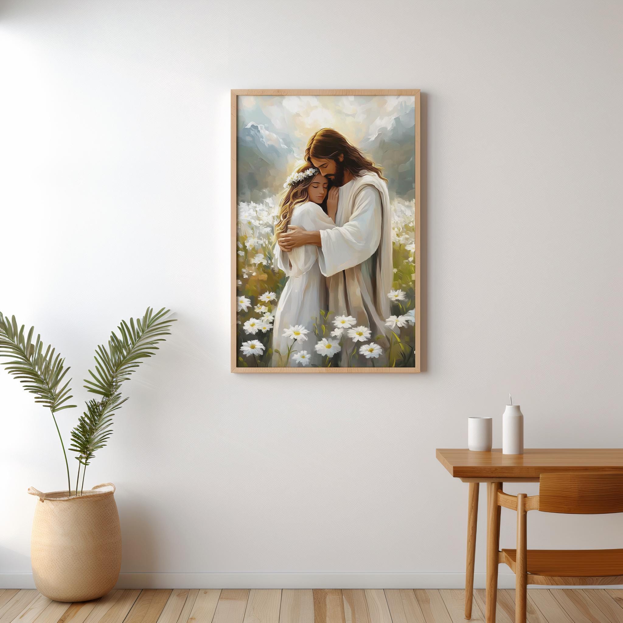 Jesus Embracing a Young Woman, Printable Christian Wall Art, Jesus ...