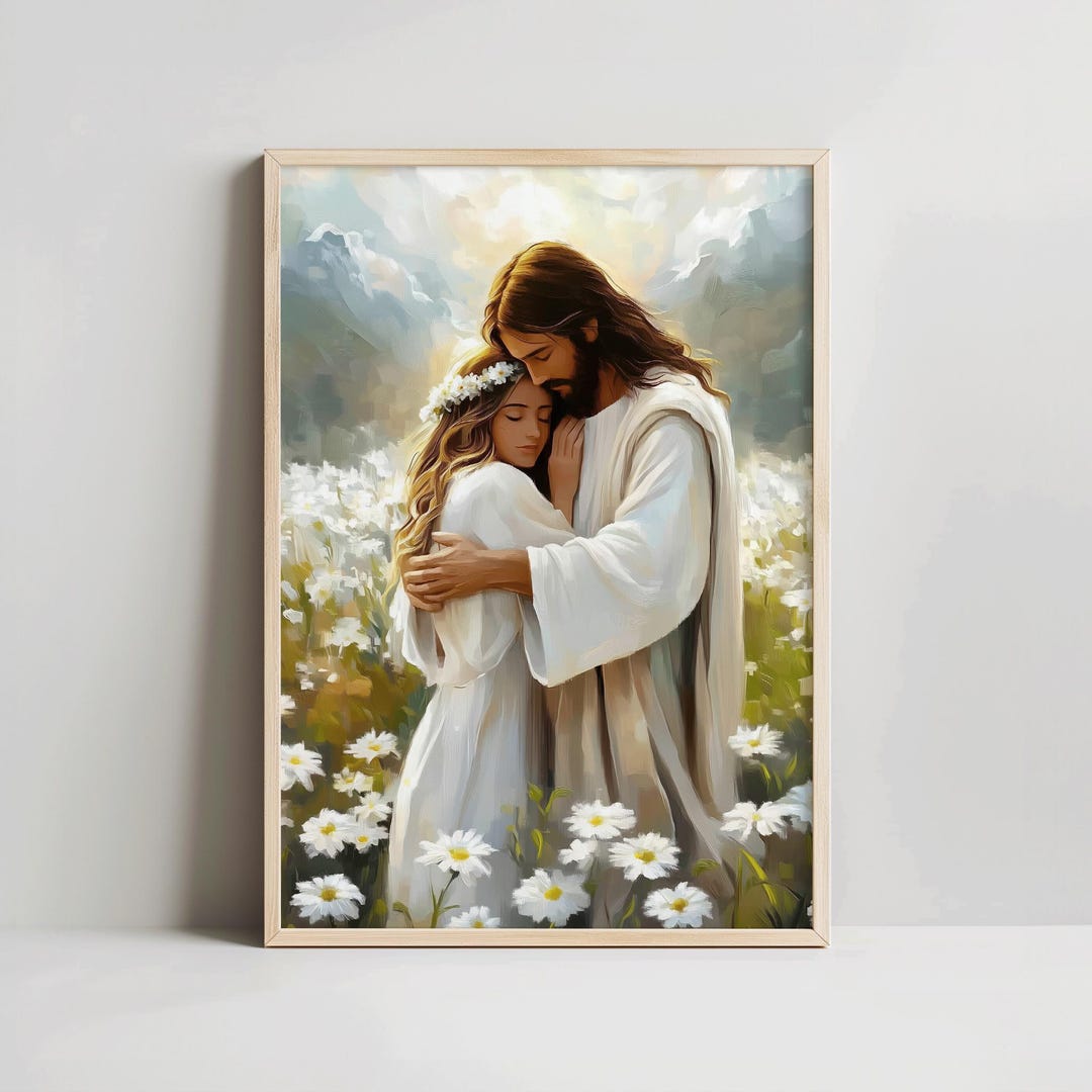 Jesus Embracing a Young Woman, Printable Christian Wall Art, Jesus ...