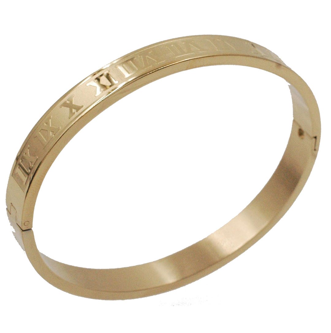 Roman Numerals Numbers Bangle Bracelet Stainless Steel Won't Tarnish ...