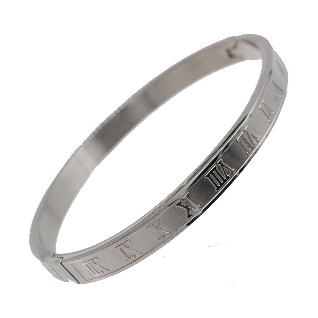 Roman Numerals Numbers Bangle Bracelet Stainless Steel Won't Tarnish ...