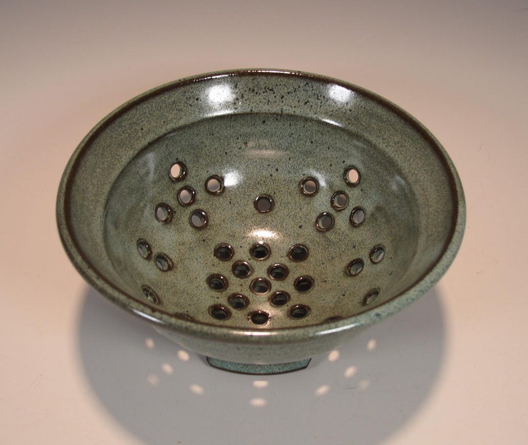 Berry Bowl Fruit Bowl Colander Serving Bowl Blue-green Handmade Pottery ...