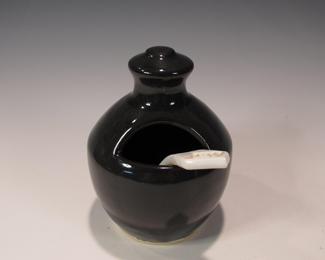 Salt Pig Salt Cellar Salt Box Spice Container With Spoon Handmade ...