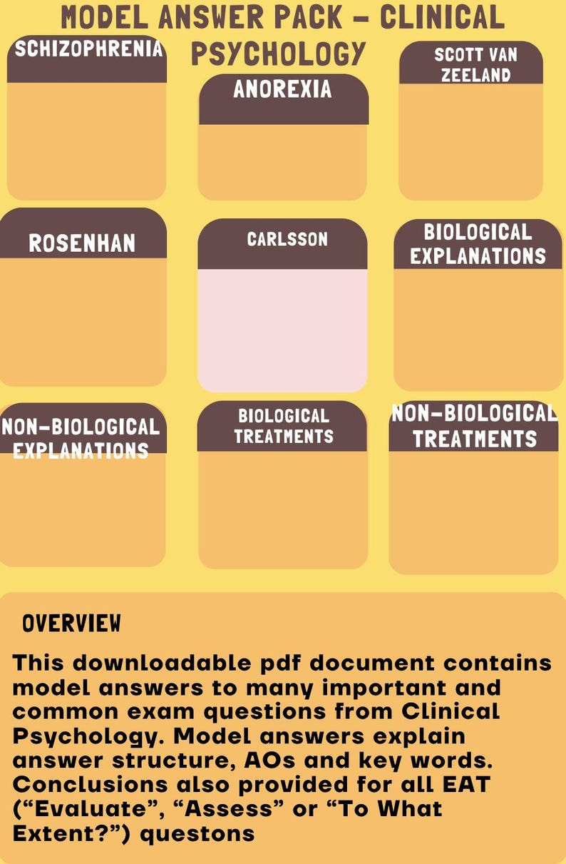 Clinical Psychology Model Answer Pack - Etsy