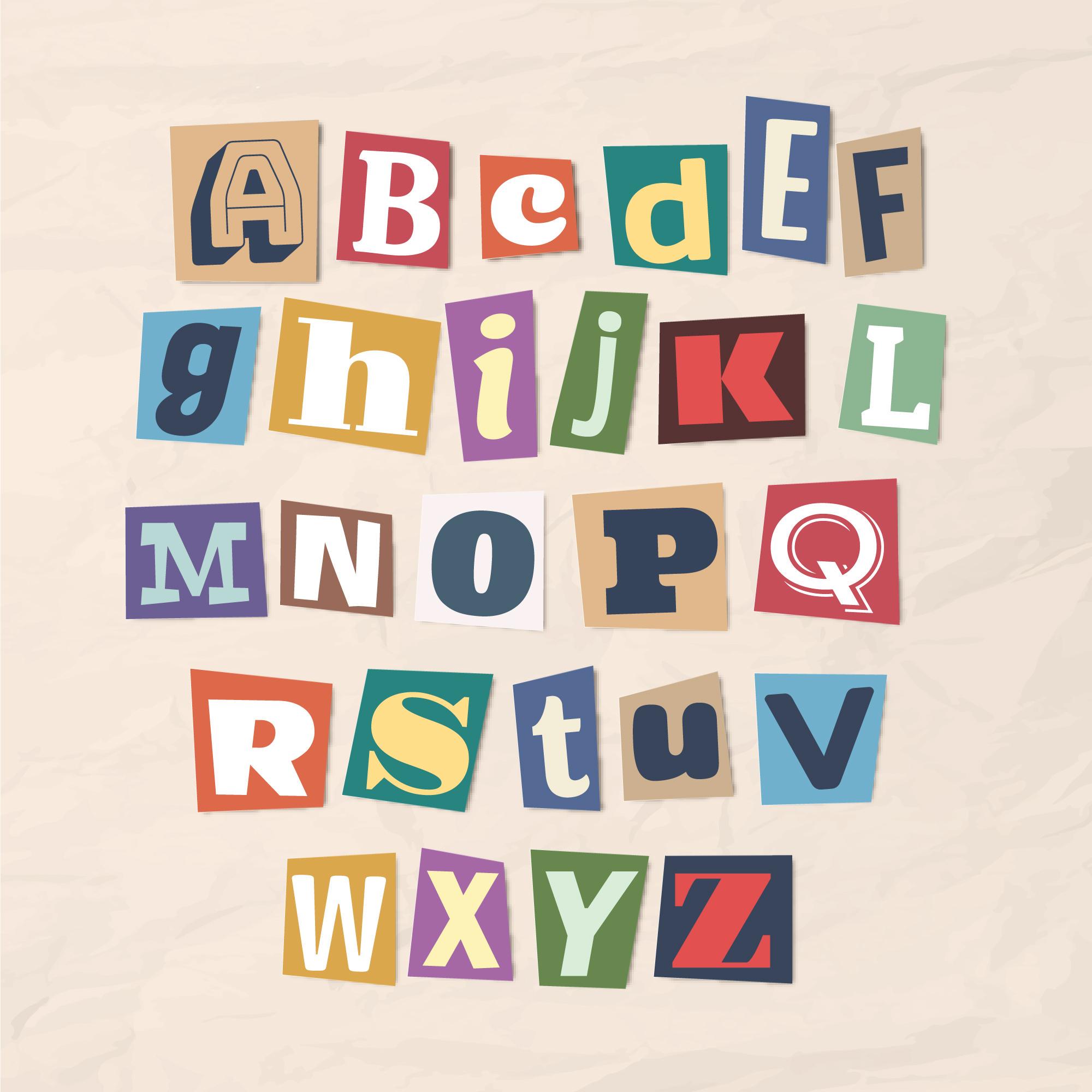 Vintage Magazine Alphabet Clip Art: Vector Font Images (digital ...