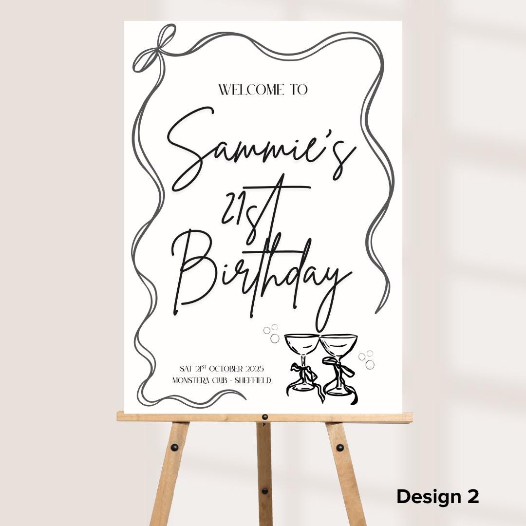 Personalised Birthday Welcome Sign | Custom Age, Name & Date | Modern ...