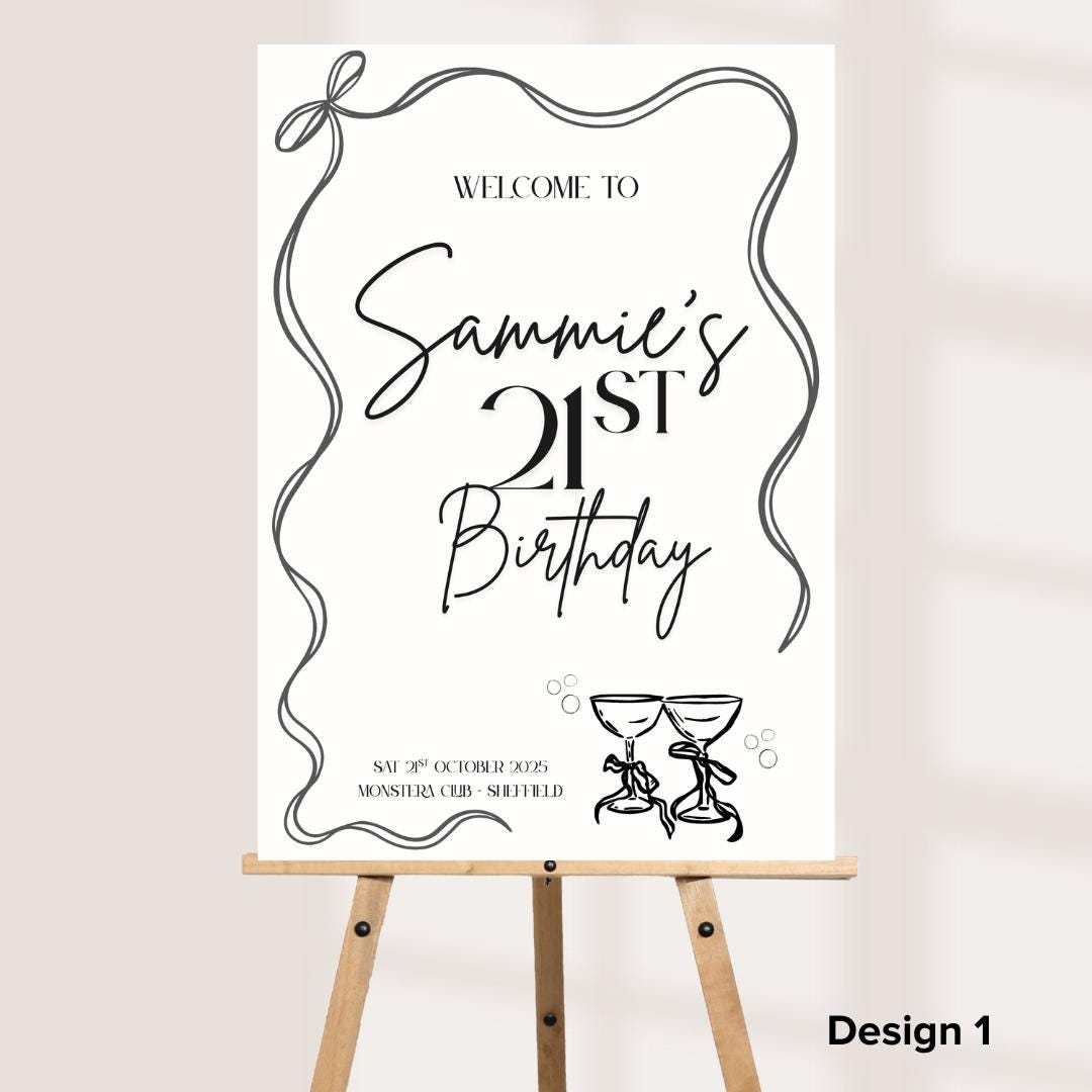 Personalised Birthday Welcome Sign | Custom Age, Name & Date | Modern ...