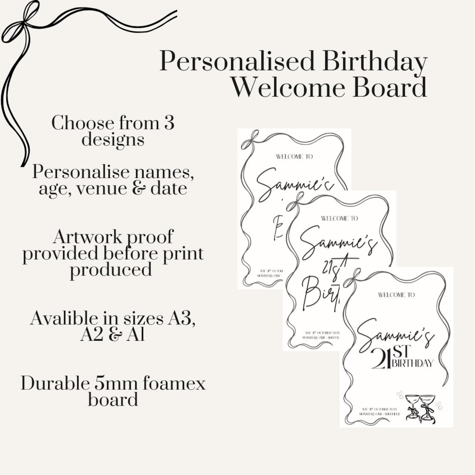 Personalised Birthday Welcome Sign | Custom Age, Name & Date | Modern ...