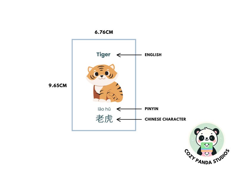 Chinese Printable Animal Flashcards With Pinyin and Chinese Characters ...