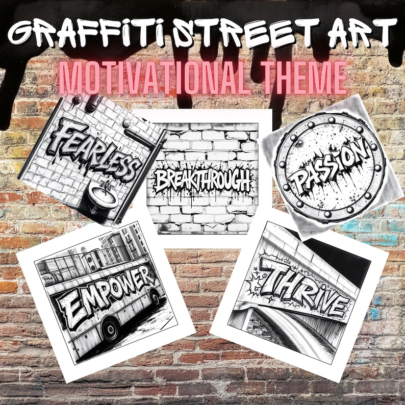 Graffiti Street Art Coloring Pages: 40 Motivational Designs (digital ...