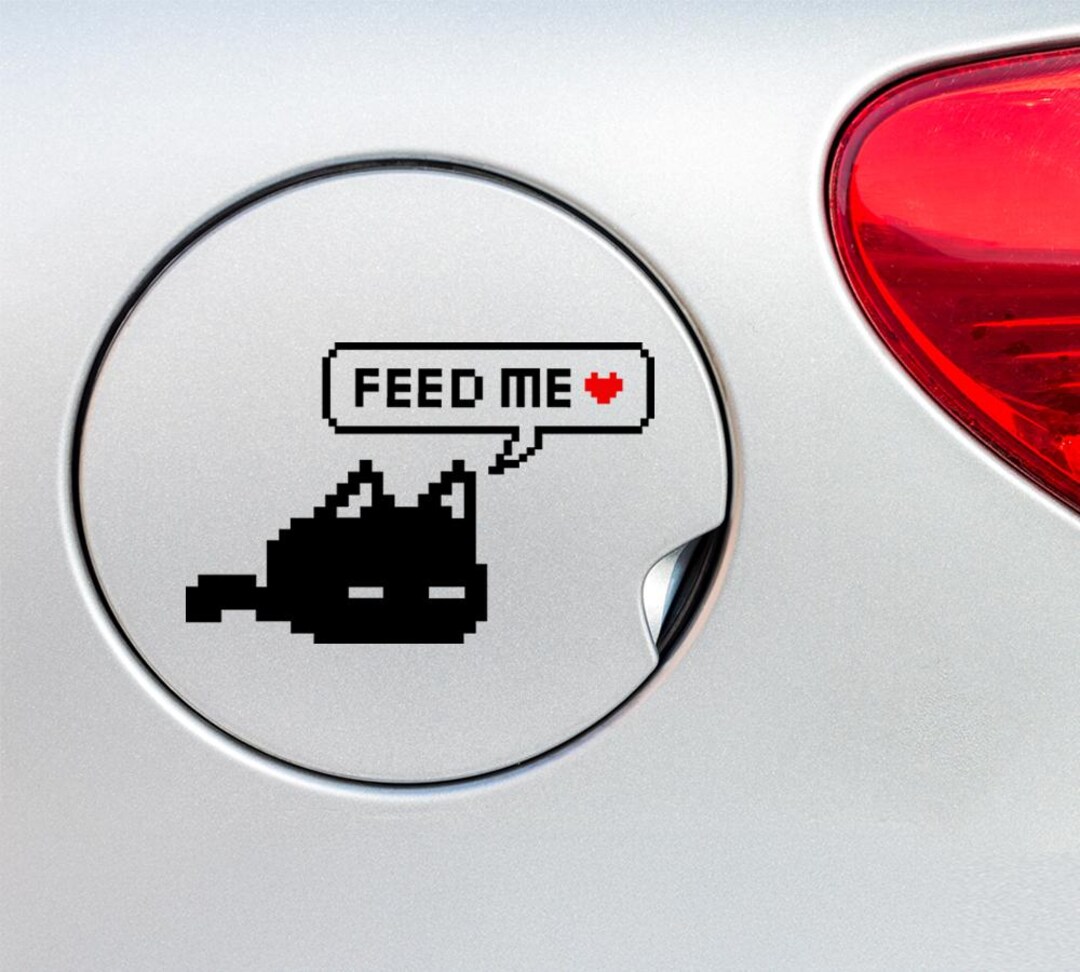 Funny Cat Gas Cap Decal: Pixel Art Retro Gamer Car Sticker - Etsy