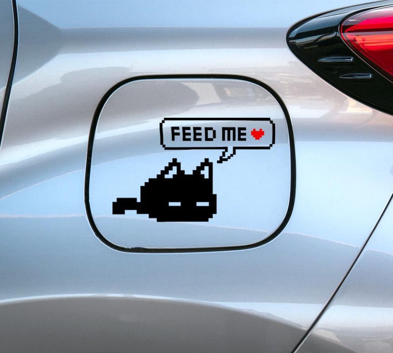 Funny Cat Gas Cap Decal: Pixel Art Retro Gamer Car Sticker - Etsy