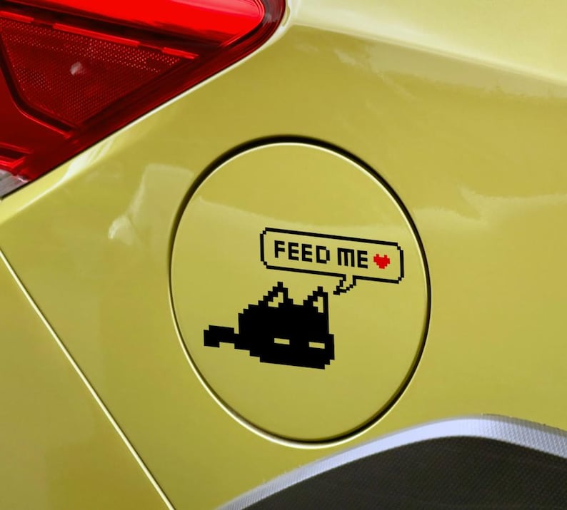 Funny Cat Gas Cap Decal: Pixel Art Retro Gamer Car Sticker - Etsy