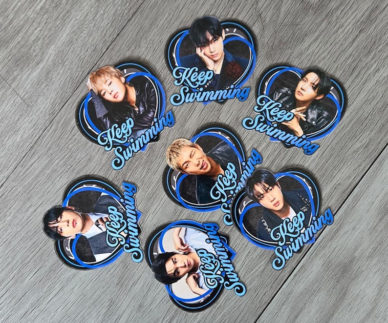 Fanmade Kpop Stickers | BTS Keep Swimming Stickers | OT7 Freebies - Etsy