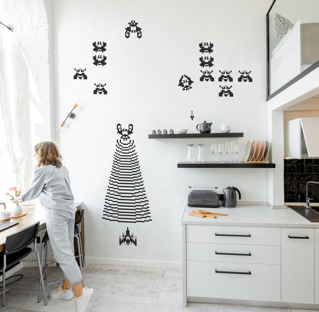 Galaga Retro Arcade Wall Decal: Modern Pixel Wall Art - Etsy