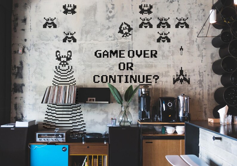 Retro Galaga Arcade Wall Art Decal: 80s Gamer Room Decor - Etsy