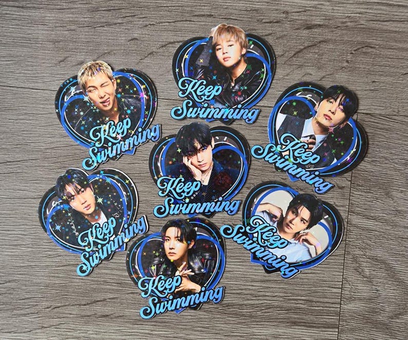 Fanmade Kpop Stickers | BTS Keep Swimming Stickers | OT7 Freebies - Etsy