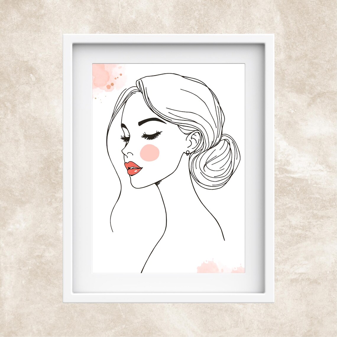 Beautiful Woman Line Drawing Minimalist Wall Boho Line Art Home Decor ...
