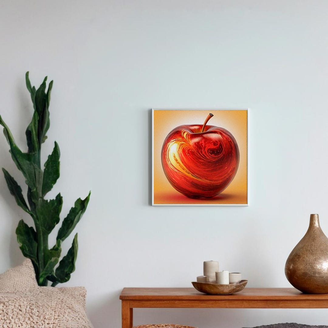 Red Apple Printable Art | Watercolor Fruit Print | Kitchen Wall Art ...