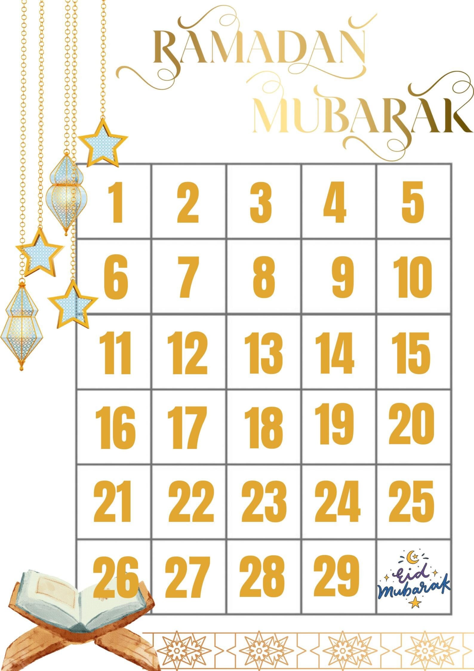 Ramadan Calendar, Ramadan Countdown, Eid Countdown, Eid Calendar, Ramadan Digital Calendar ...