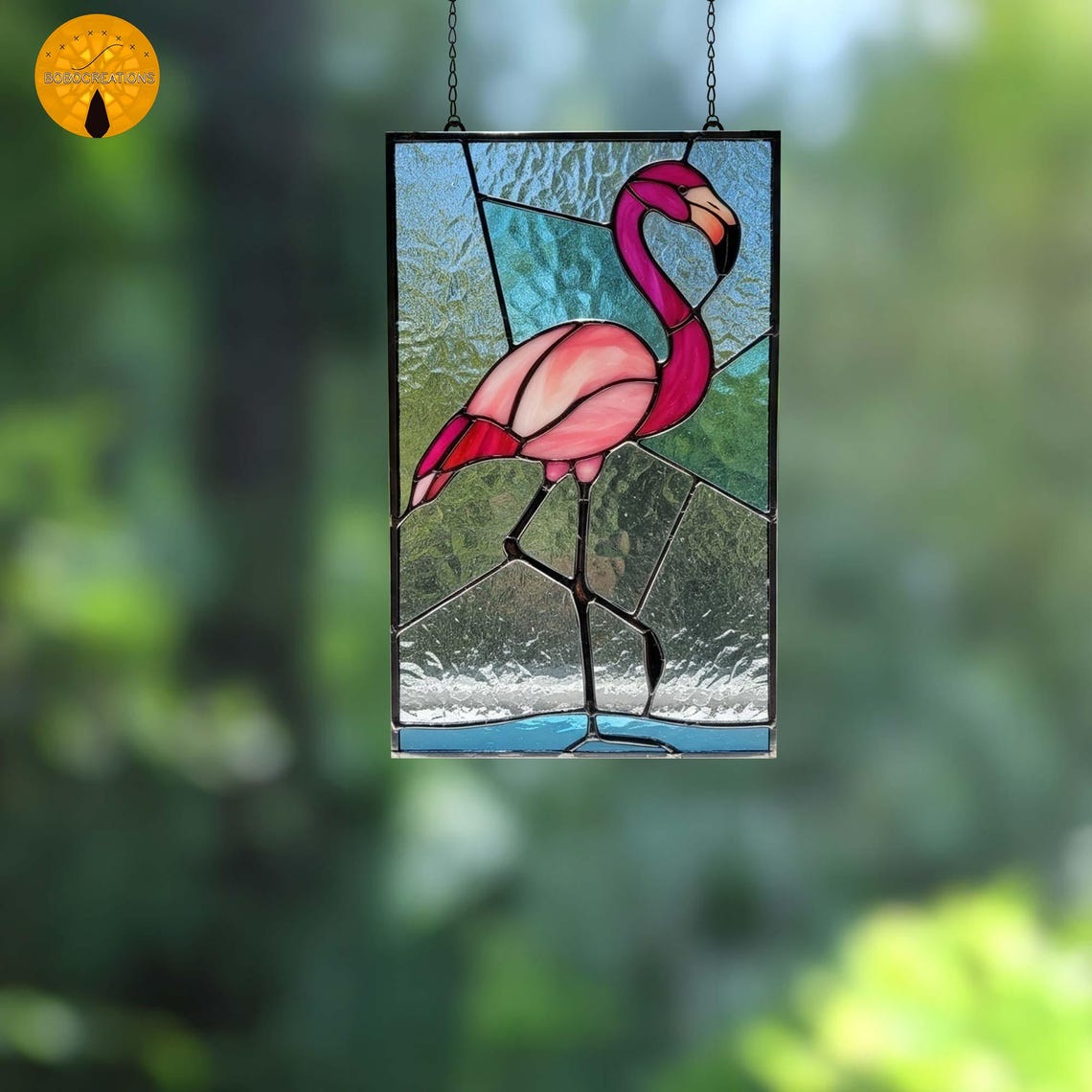 PNF178 Flamingo Stained Glass Pattern , Pink Bird Suncatcher Design ...