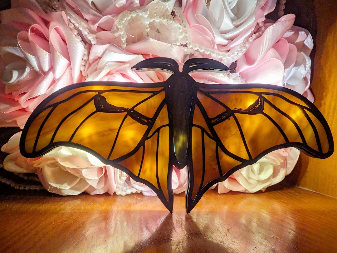 Bat Wing Moth Stained Glass Night Light Butterfly Stained Glass ...