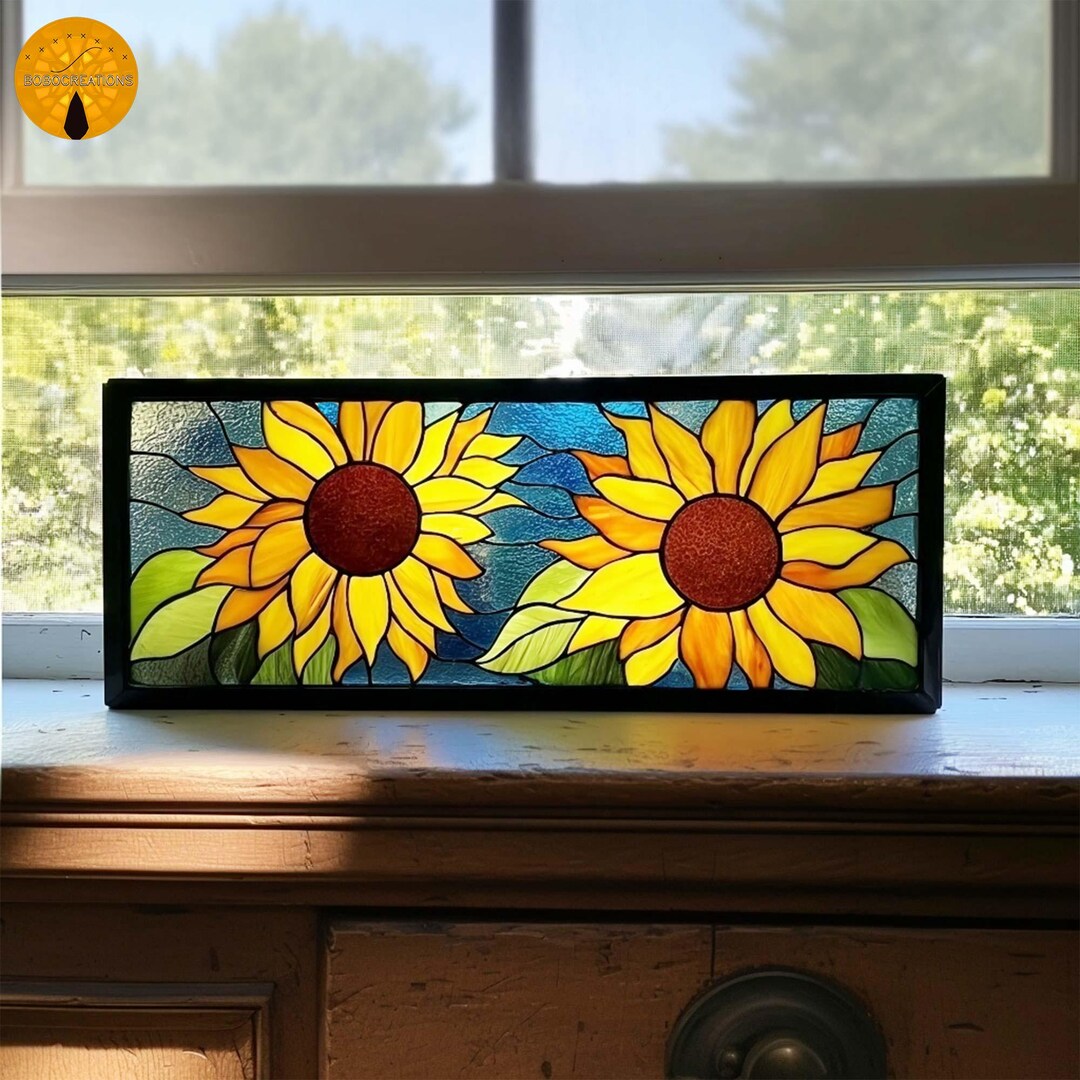 PNF184 Sunflower Stained Glass Pattern Template for Window or Home ...