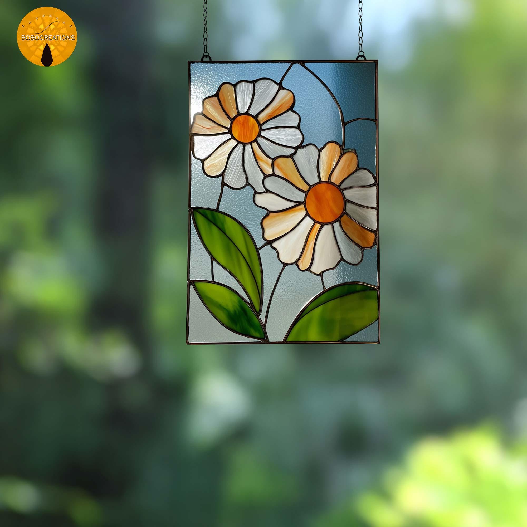 PNF136 Daisy Stained Glass Pattern Template for Window Decor and DIY ...