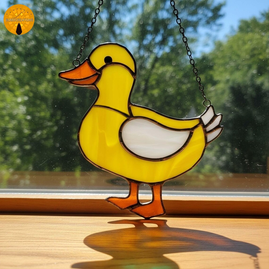 BB22 Duck Stained Glass Pattern Cute Farm Bird Suncatcher Design ...