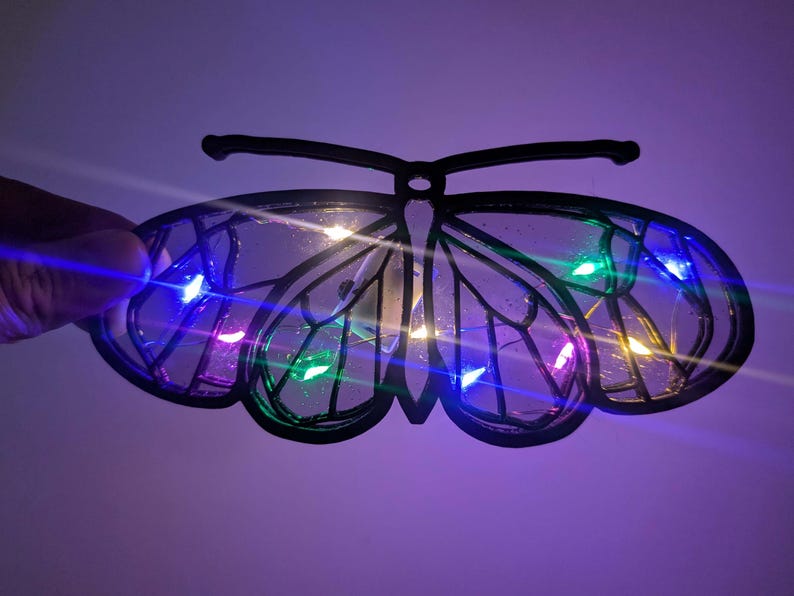Glasswing Butterfly Stained Glass Night Light Stained Glass Decoration ...