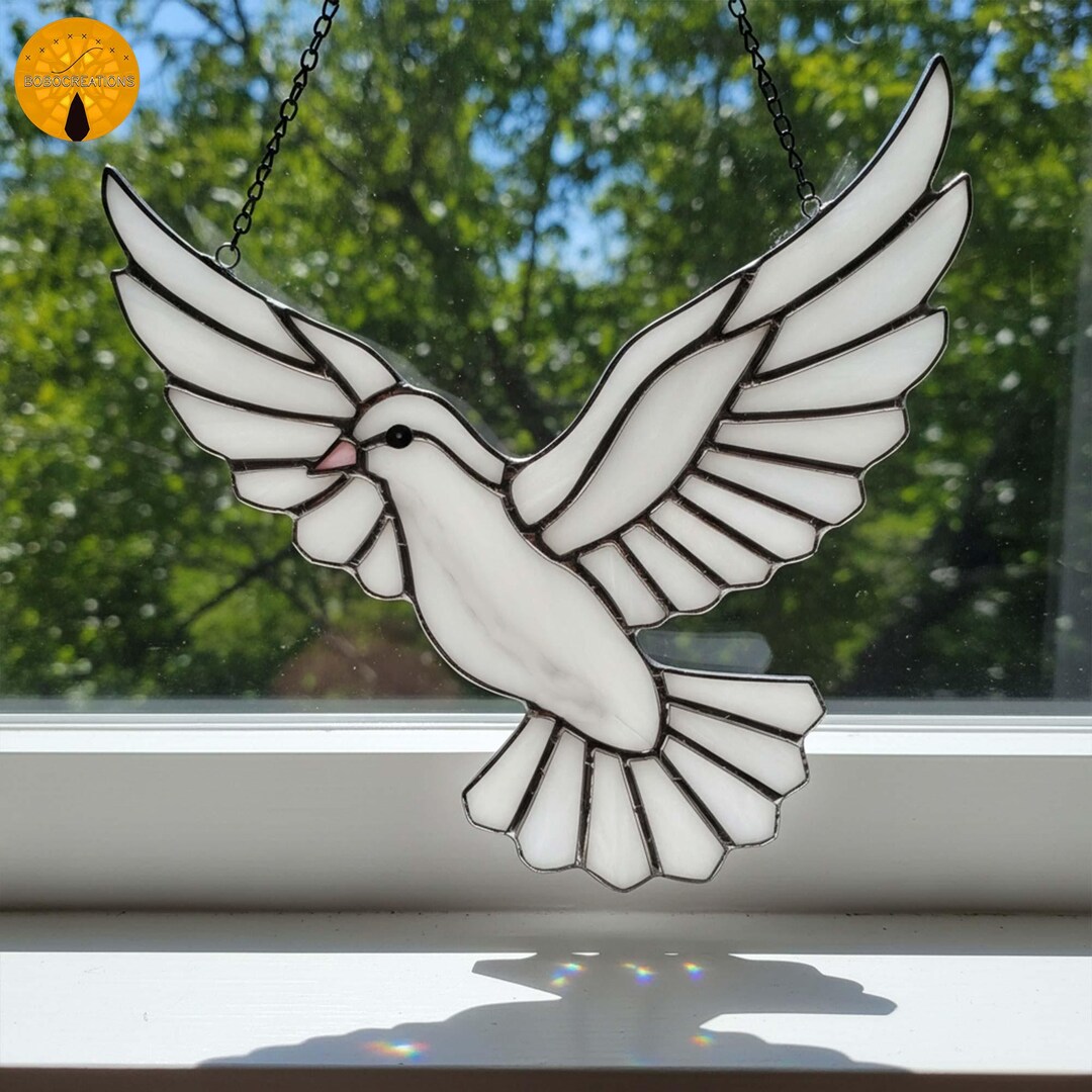 BB20 Dove Stained Glass Pattern White Bird Suncatcher Template DIY PDF ...