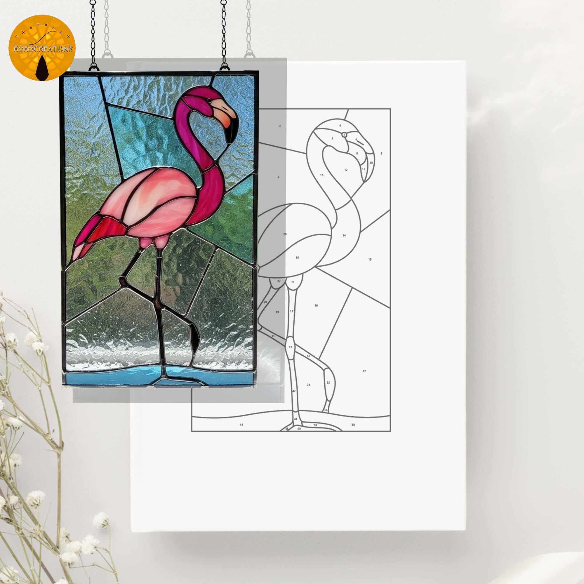 PNF178 Flamingo Stained Glass Pattern , Pink Bird Suncatcher Design ...