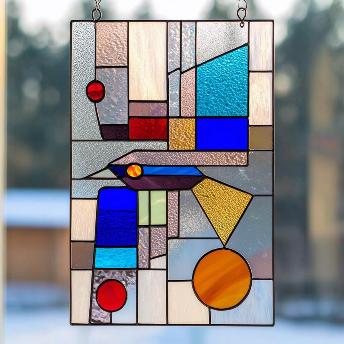 NP72 Bird Sun and Star Geometric Galaxy Stained Glass Pattern Digital ...