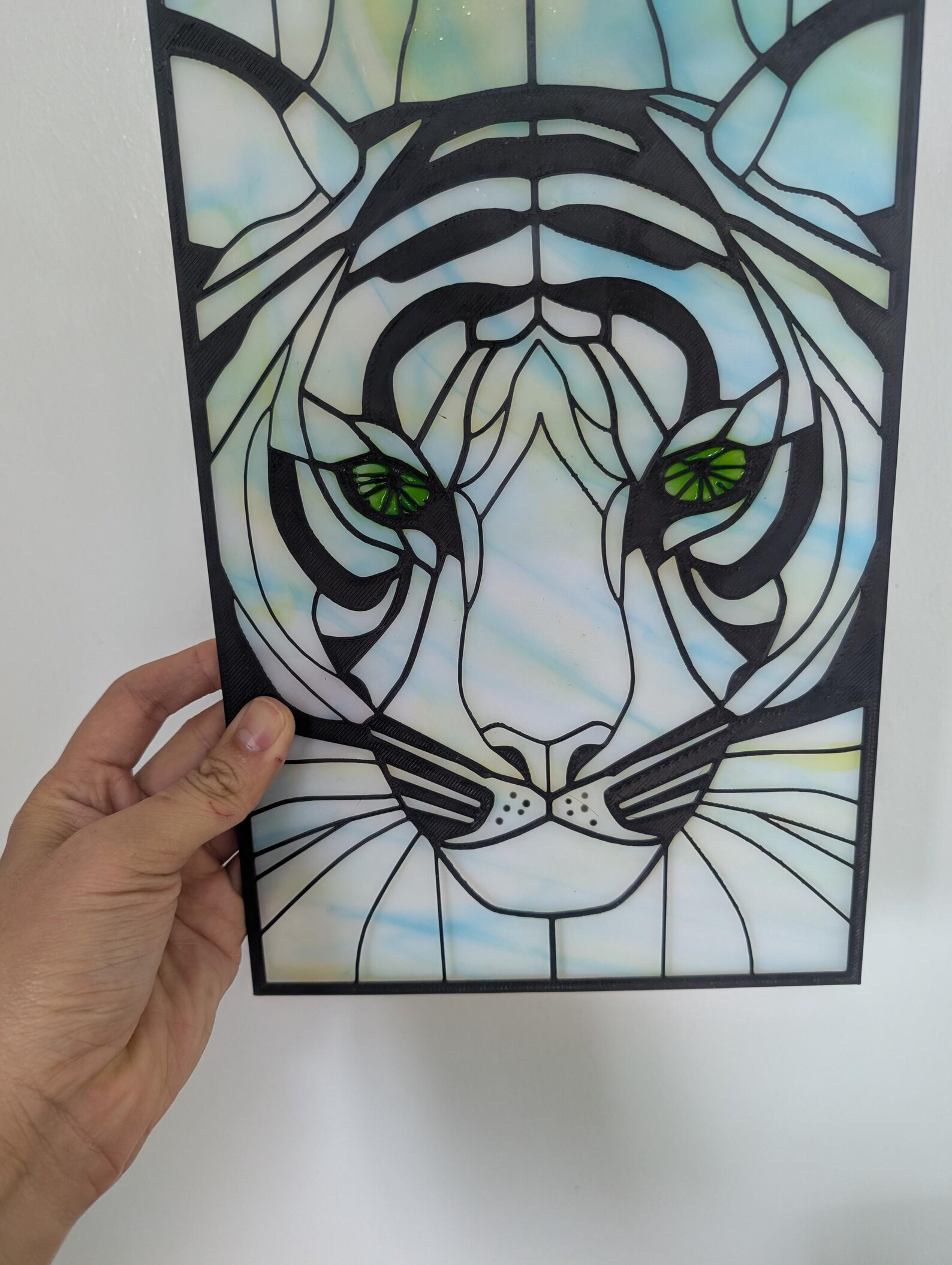 White Tiger Stained Glass Decoration Window , Home Decor Suncatcher ...